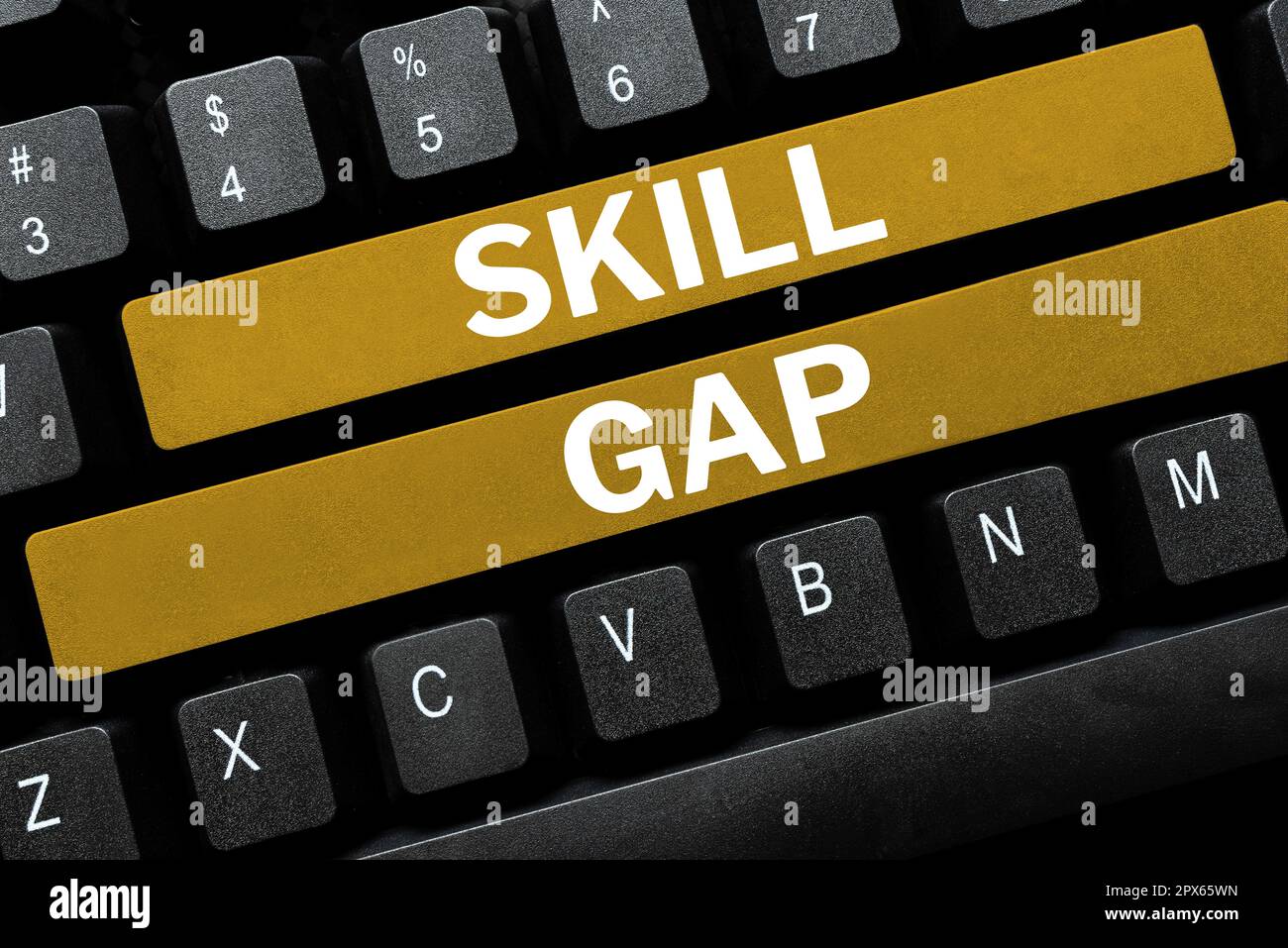 Text sign showing Skill Gap, Concept meaning Refering to a person's ...
