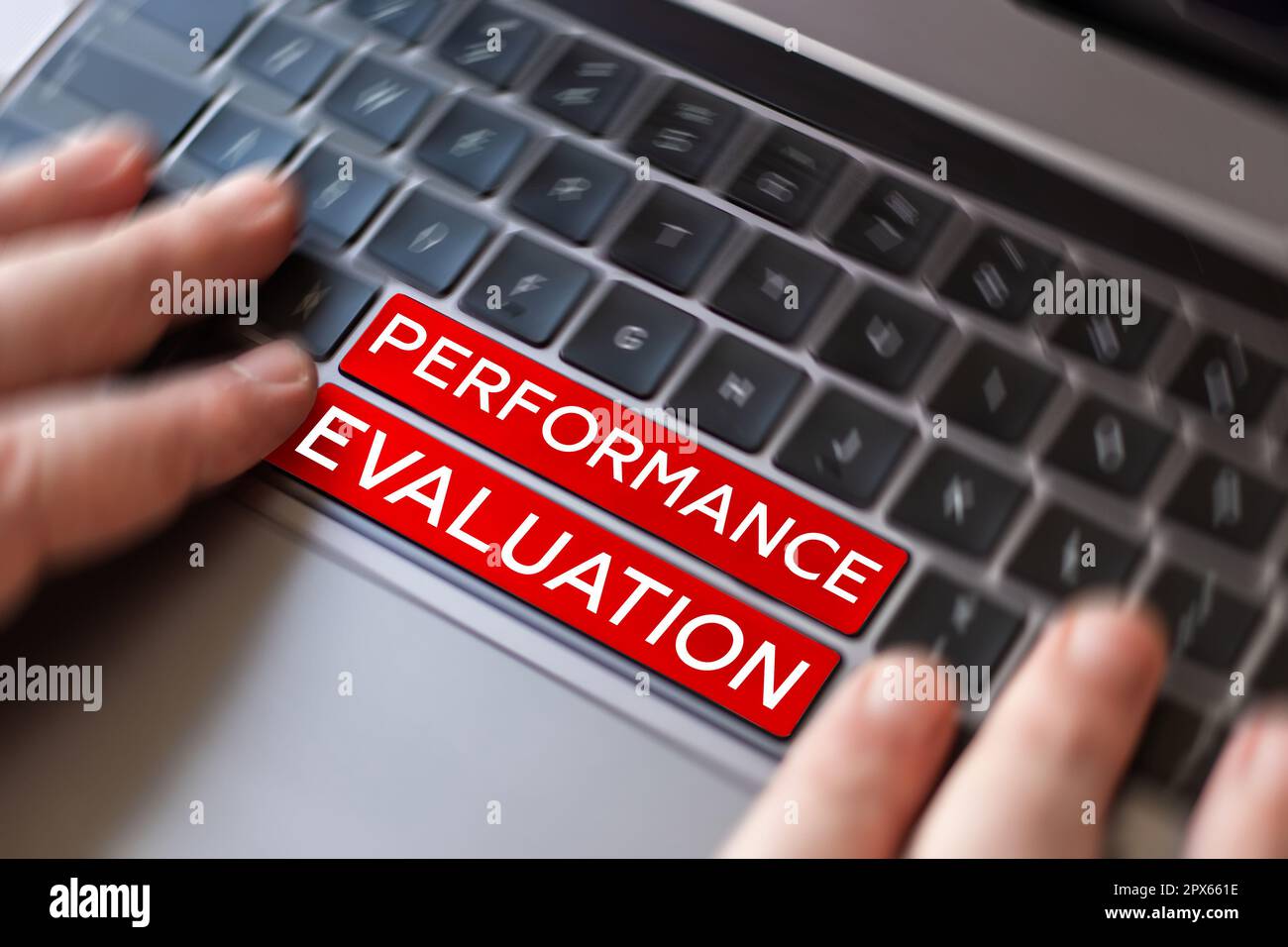 Text caption presenting Performance Evaluation, Business overview the development and action ...