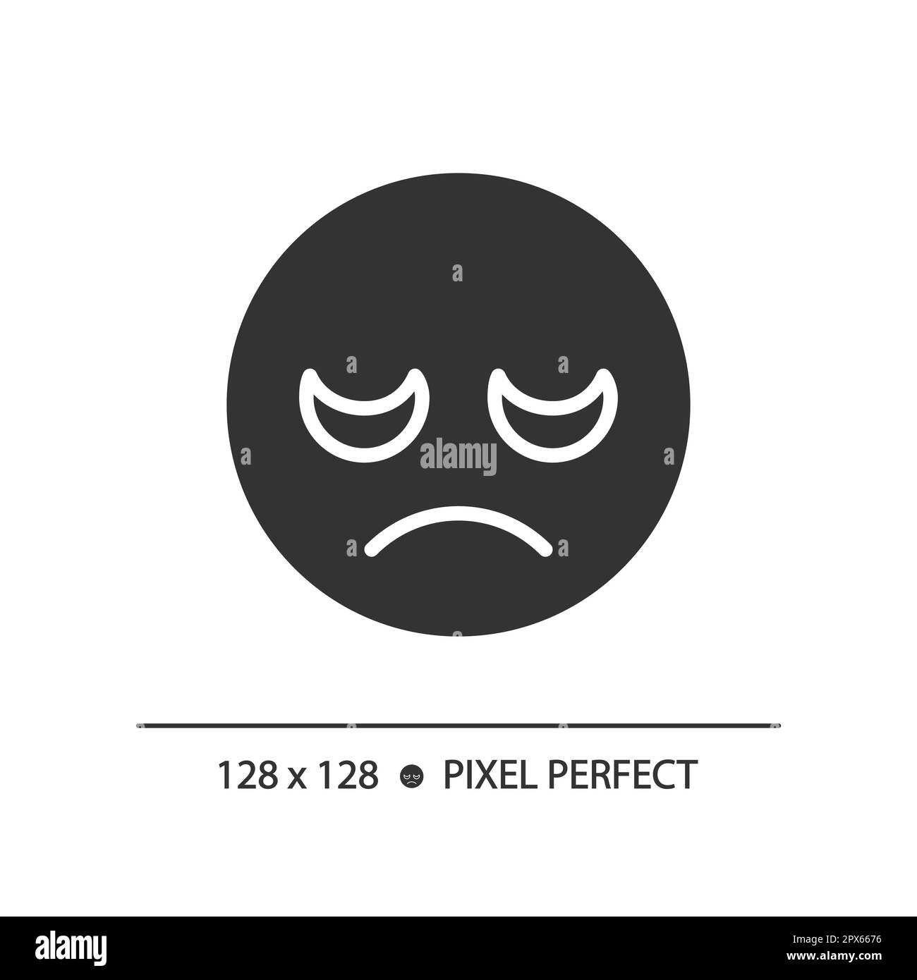 Disappointed emoji pixel perfect black glyph icon Stock Vector Image ...