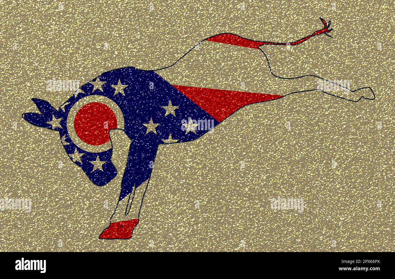 The Ohio Democrat party donkey flag over a white background Stock Photo ...