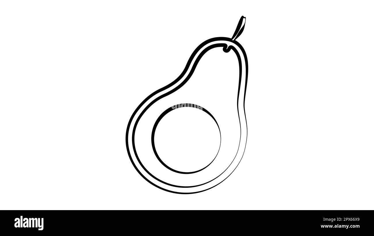 vector illustration. avocado in black and white style. food for a ...