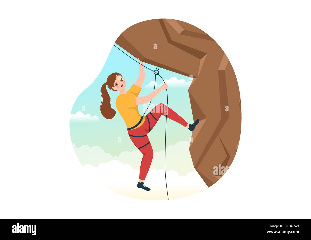 Cliff Climbing Illustration with Climber Climb Rock Wall or Mountain ...