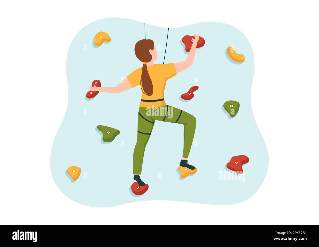 Cliff Climbing Illustration with Climber Climb Rock Wall or Mountain ...