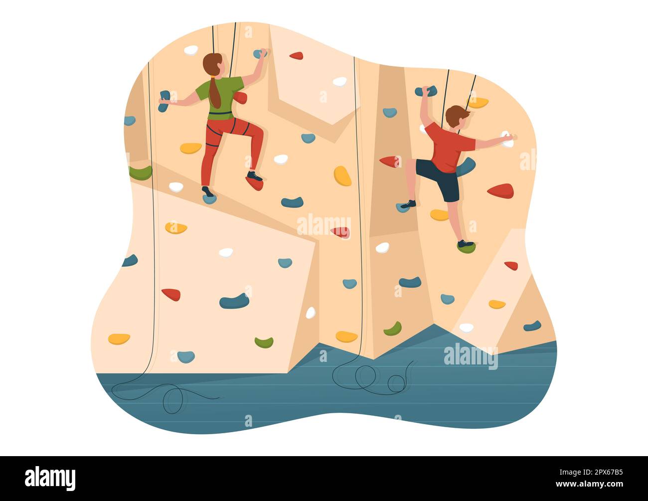 Cliff Climbing Illustration with Climber Climb Rock Wall or Mountain ...