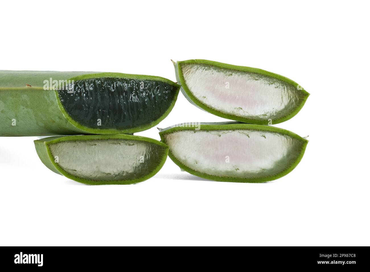 Aloe vera leaf slices isolated on white background, natural organic ...