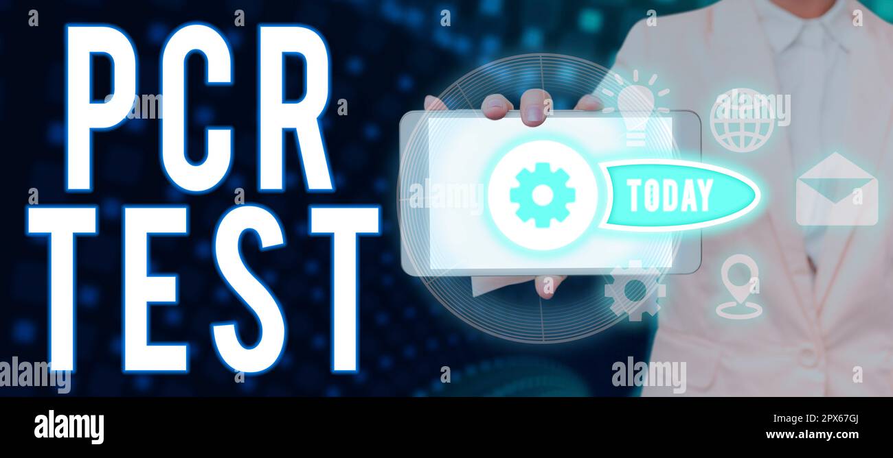 Hand writing sign Pcr Test, Word for qualitative detection of viral ...