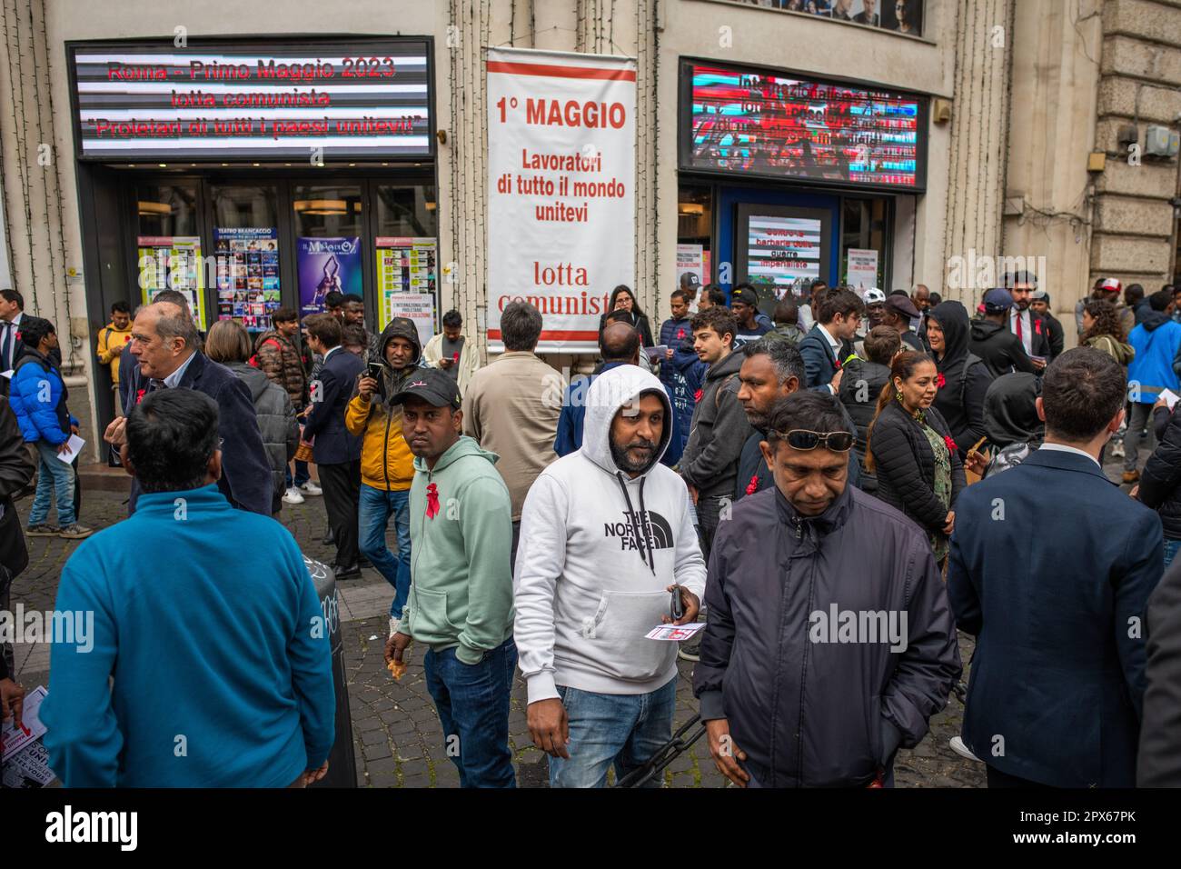 Rome, Italy. 01st May, 2023. Immigrant workers in front of the ...