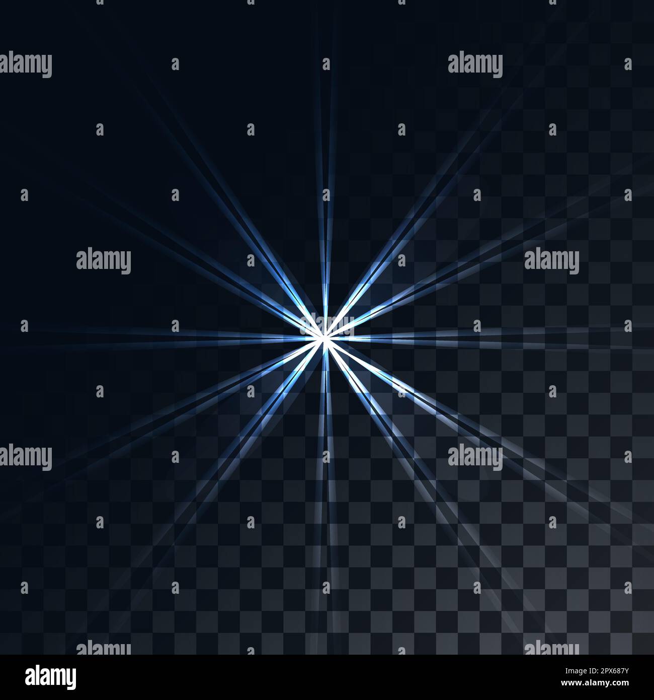 Blue glowing transparent sunbeam, flash, a highlight of energy rays, a ...