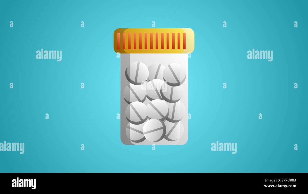 Medical white plastic jar for round tablets with medicines for the ...