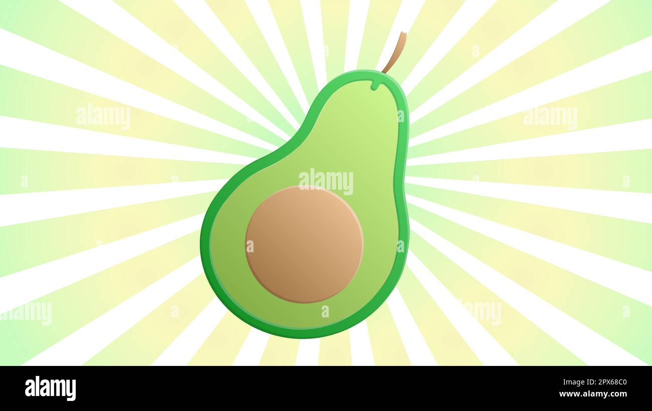 Avocado. Vector illustration with Avocado and divergent rays. Used for ...