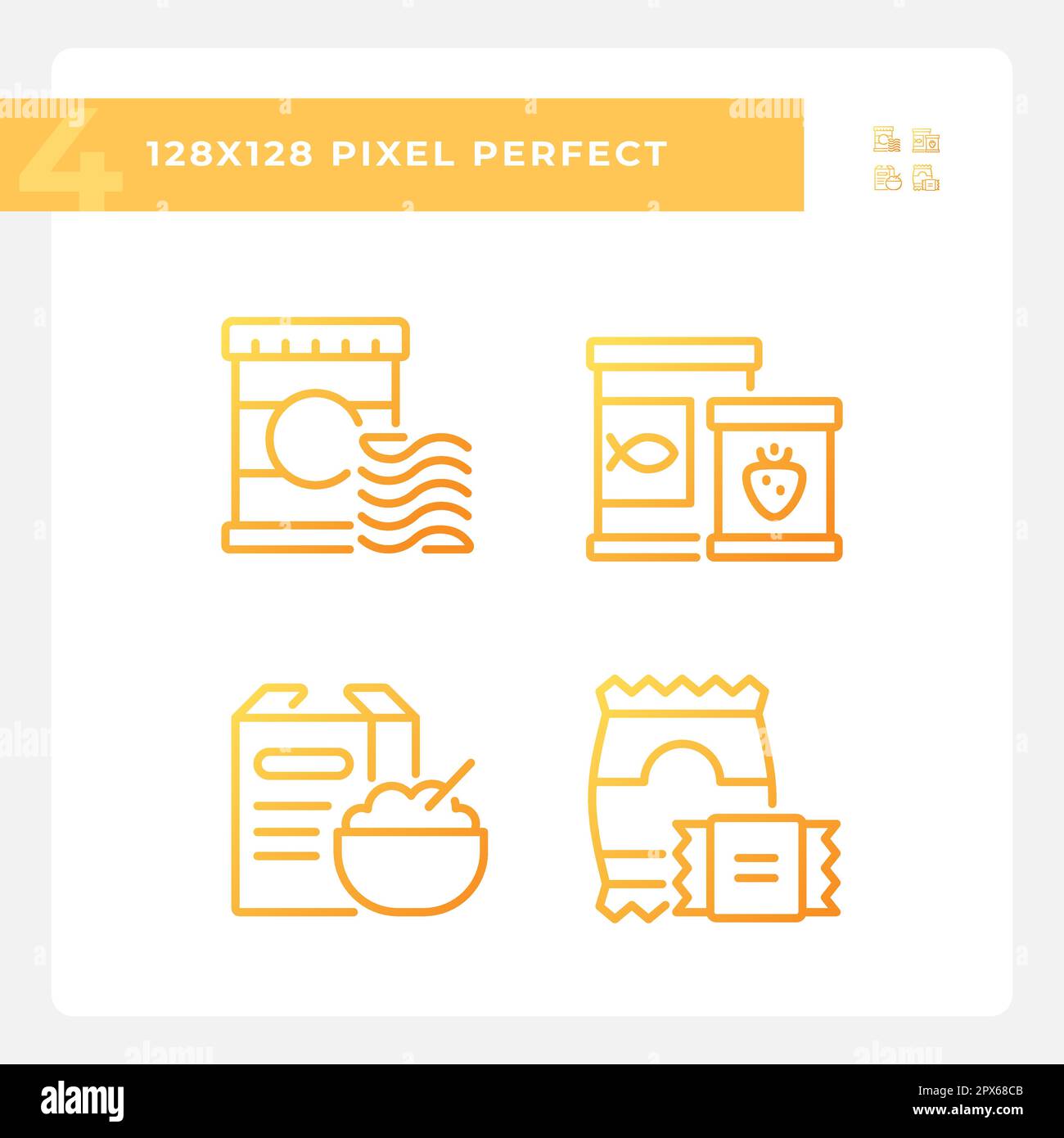 Packaged products pixel perfect gradient linear vector icons set Stock Vector Image & Art - Alamy