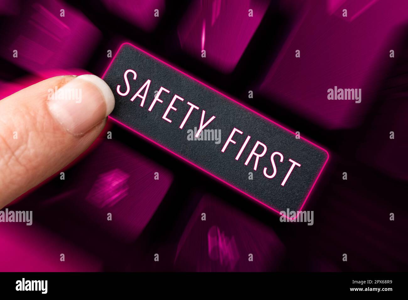 Sign displaying Safety First, Business showcase Avoid any unnecessary ...