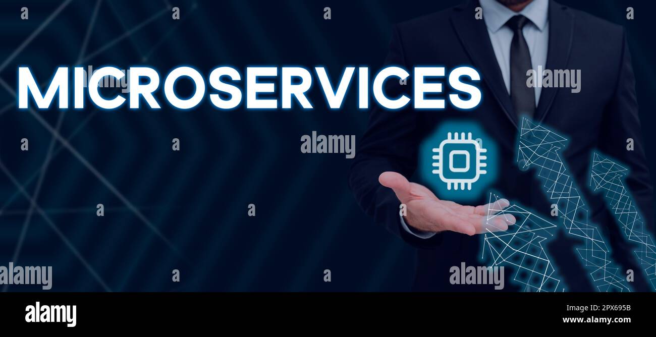 Conceptual display Microservices, Word Written on Software development ...