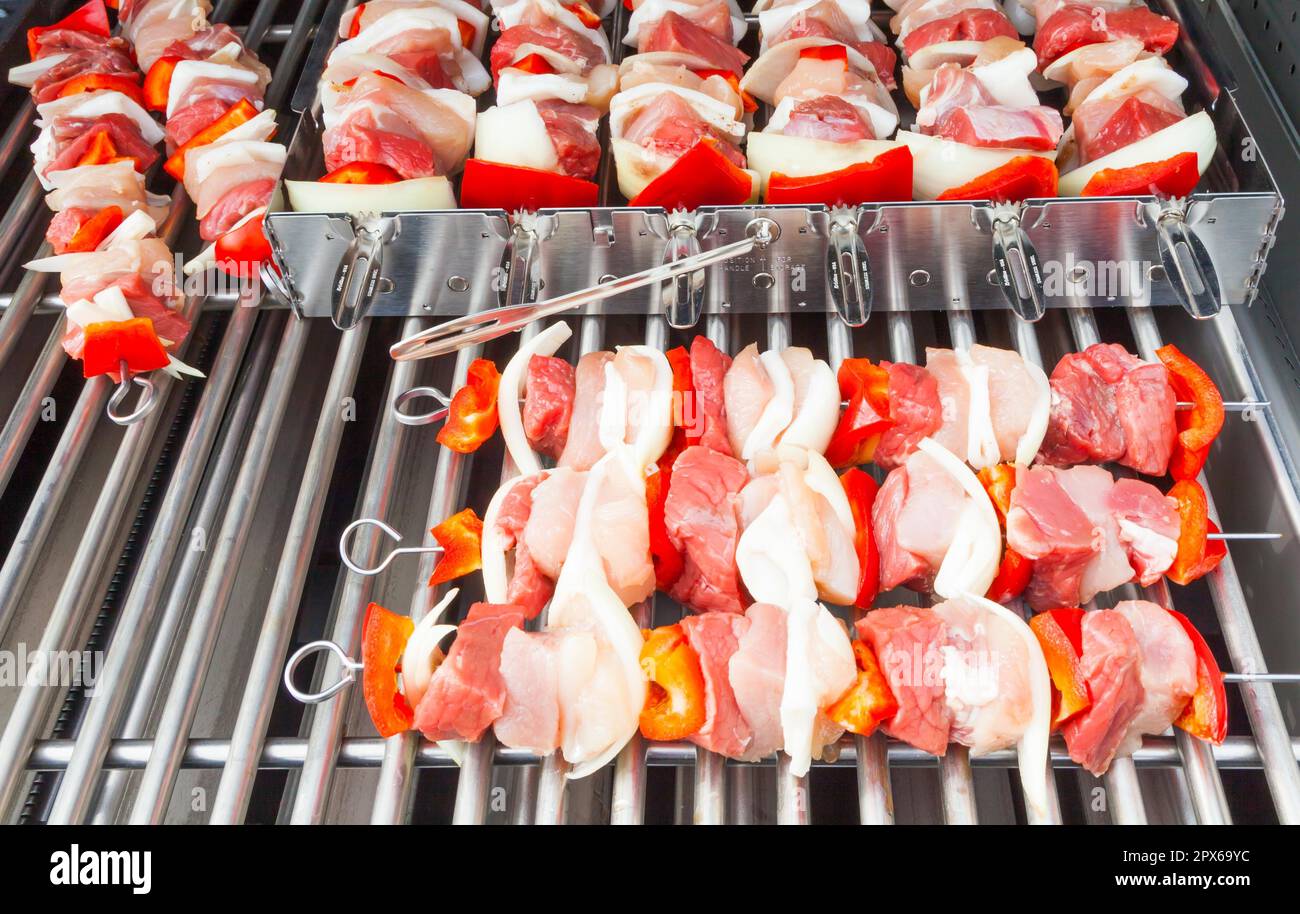 Detail of meat preparation for a barbecue Stock Photo - Alamy