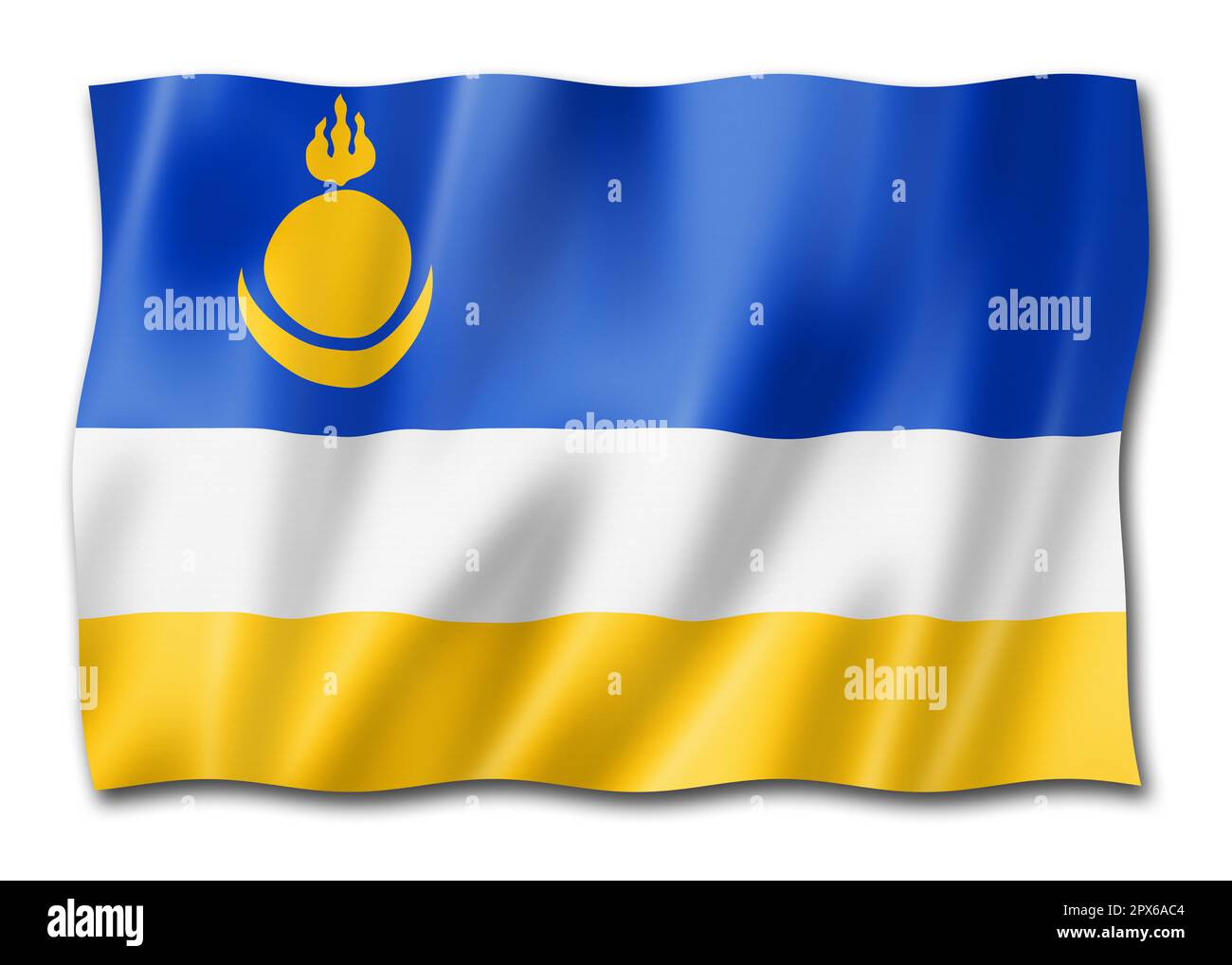 Buryatia state - Republic - flag, Russia waving banner collection. 3D ...