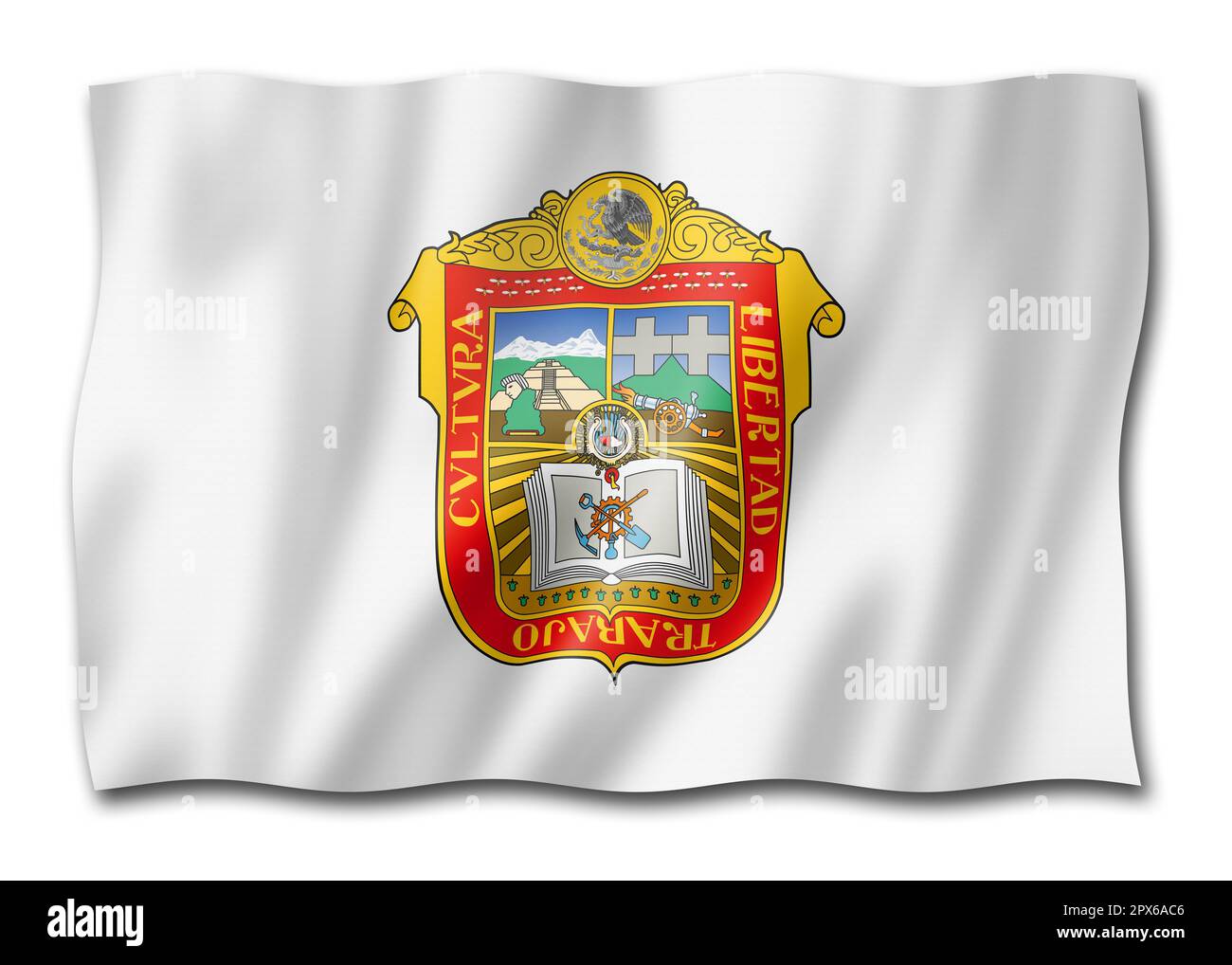 Mexico state flag, waving banner collection. 3D illustration Stock ...