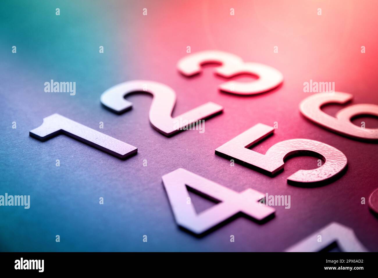 Mathematics background made with solid numbers from 1 to 9 - Closeup ...