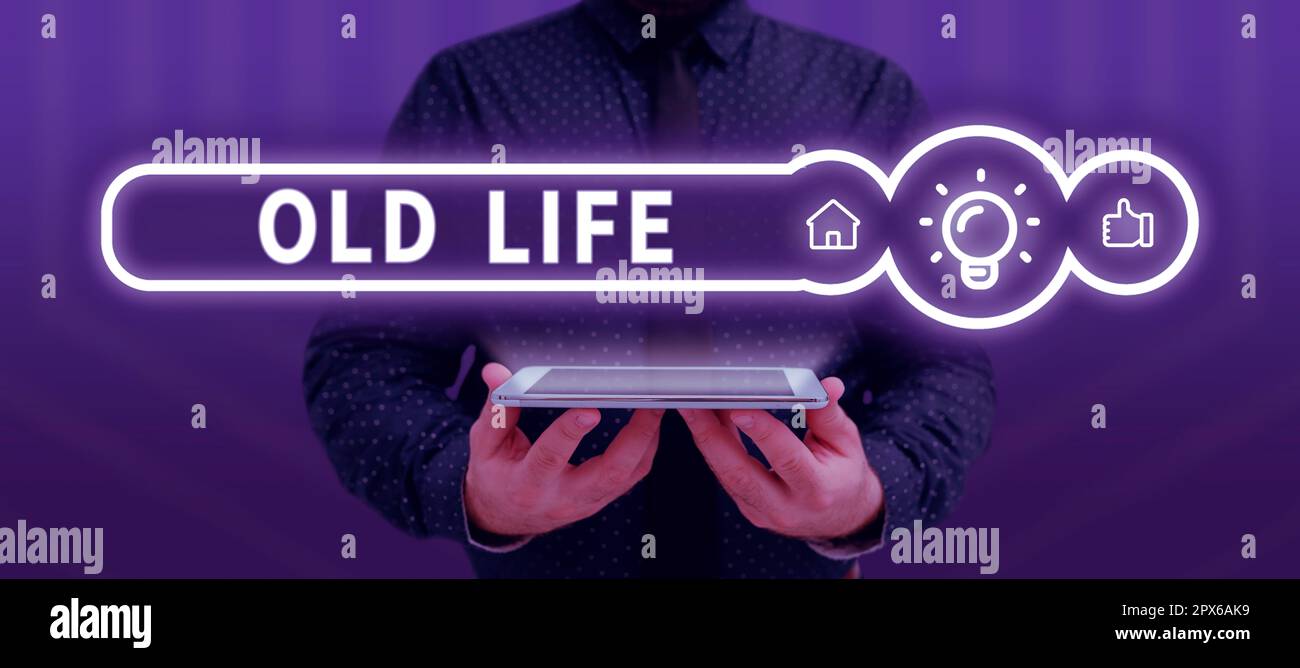 Sign displaying Old Life, Business showcase the way I was in the past ...