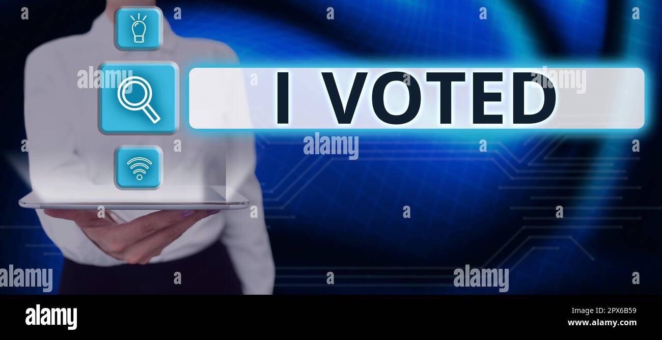 Handwriting text I Voted, Word Written on indication of a choice ...