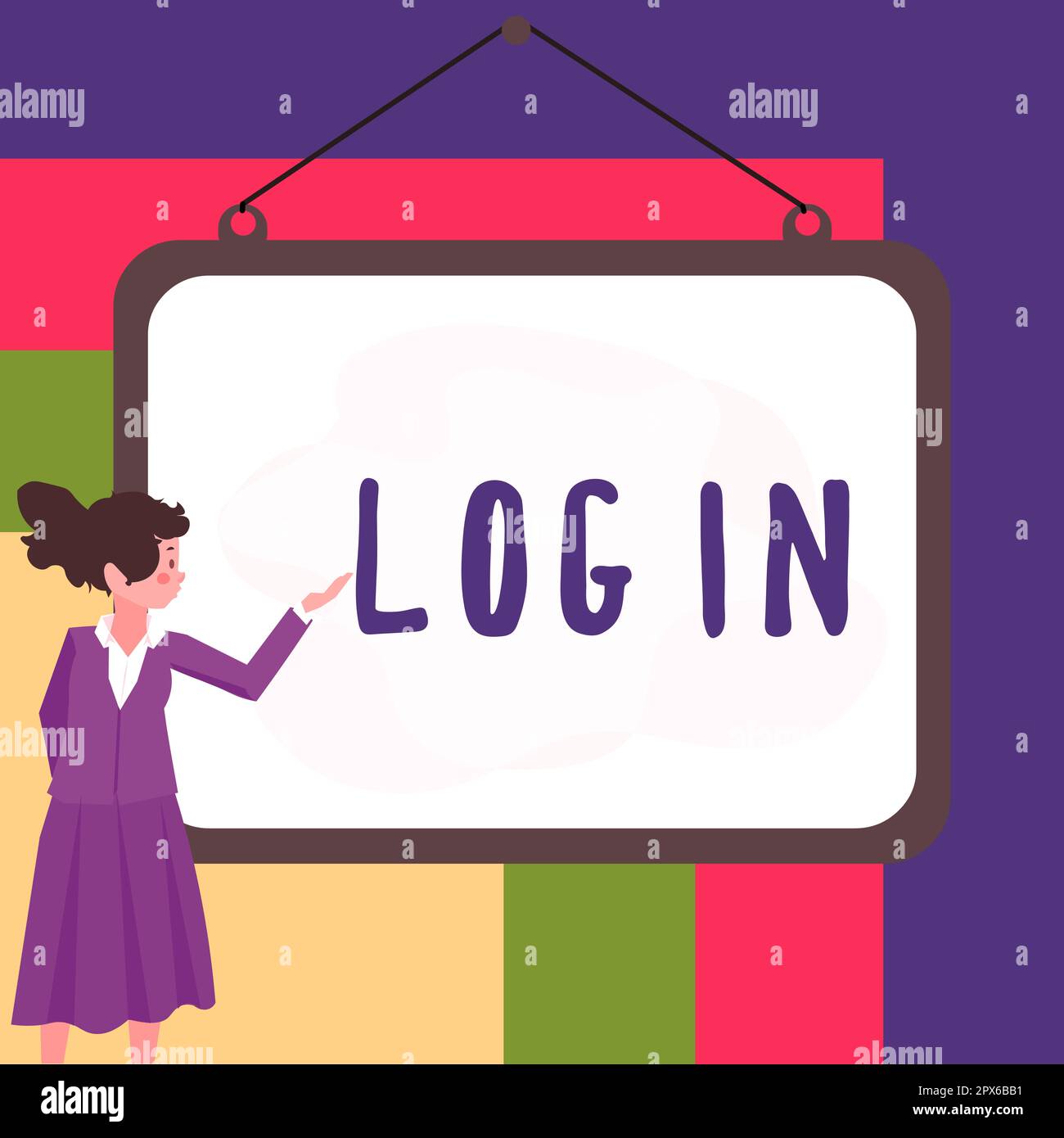 Text showing inspiration Log In, Business concept go through the procedures to begin use of a ...