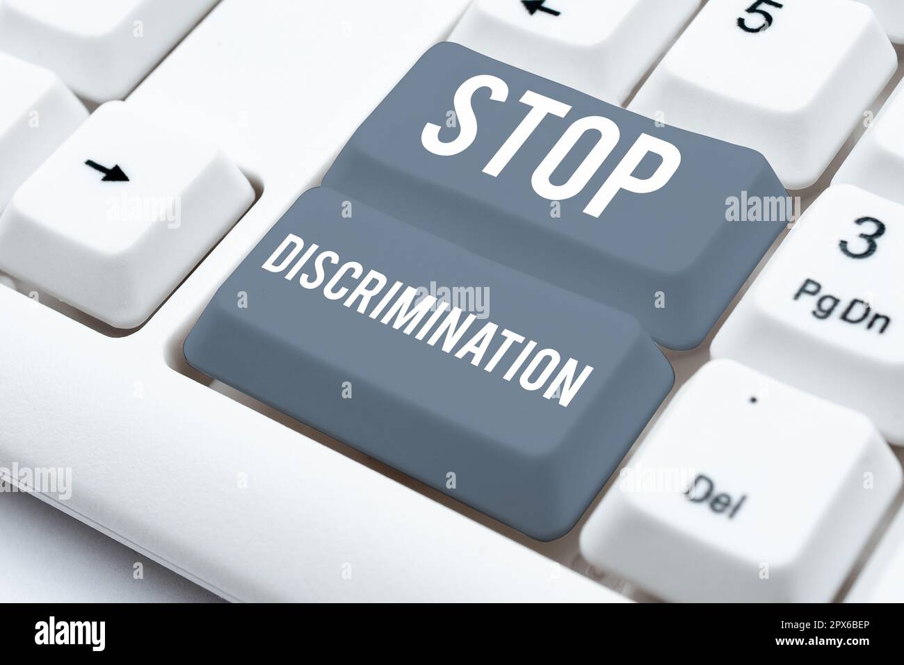 Hand writing sign Stop Discrimination, Internet Concept Prevent Illegal ...