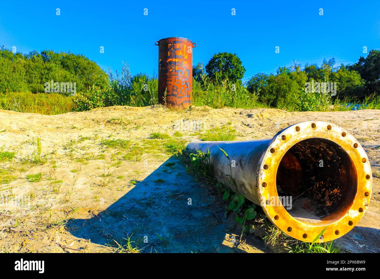 Huge drain pipe at quarry pond in Eggestedt Schwanewede Osterholz Lower ...