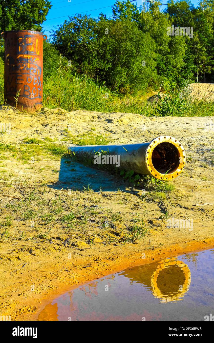 Huge drain pipe at quarry pond in Eggestedt Schwanewede Osterholz Lower ...