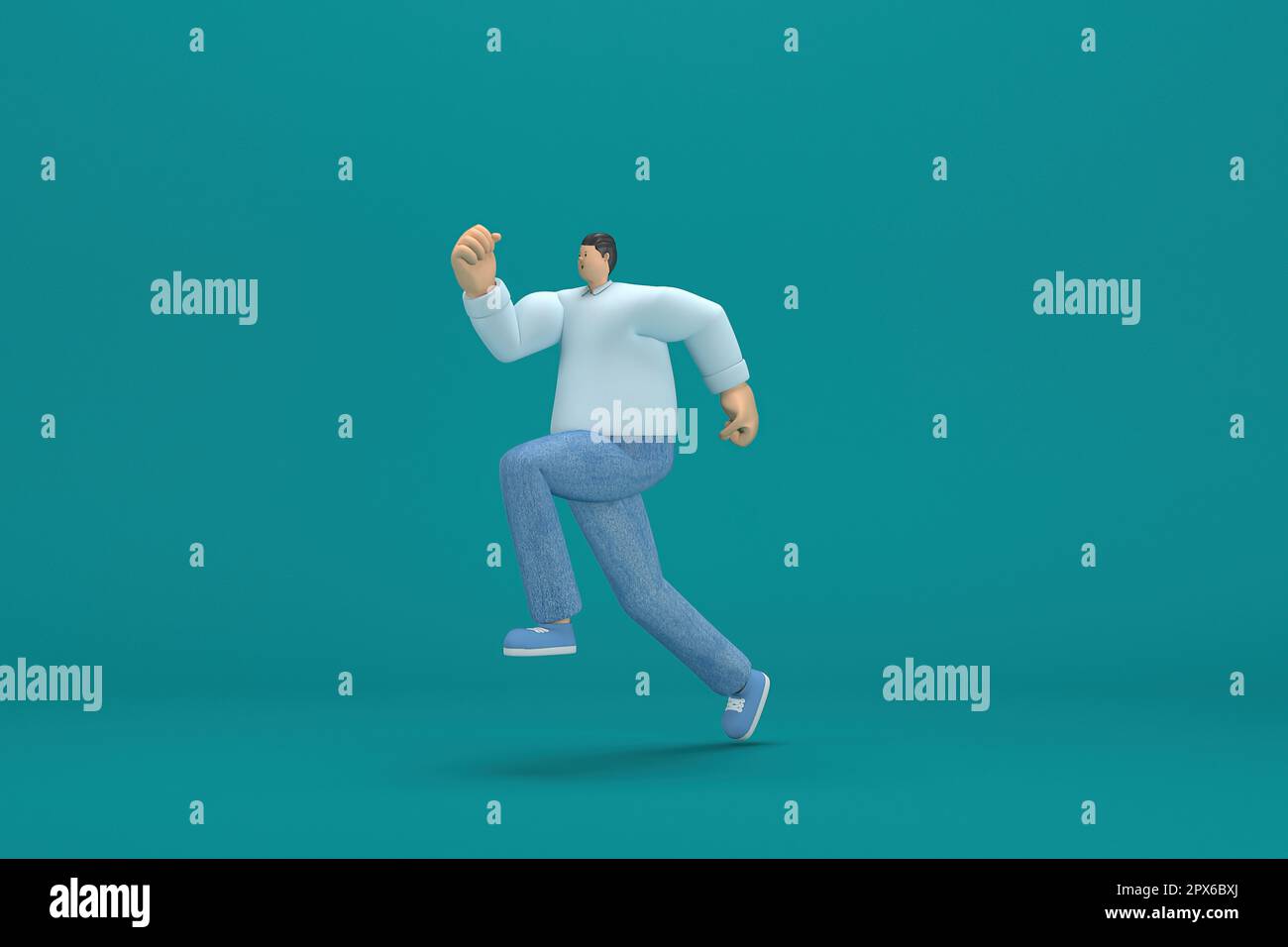 cartoon character wearing jeans white long shirt. 3d illustrator in ...