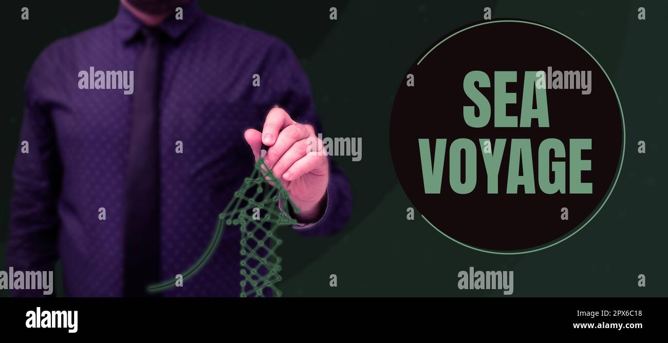 Handwriting text Sea Voyage, Word Written on riding on boat through ...