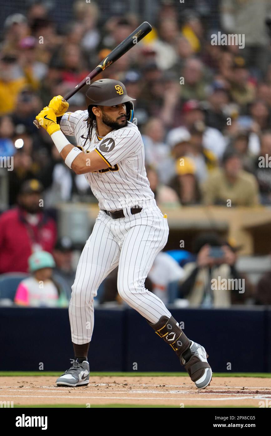San Diego Padres' Fernando Tatis Jr. bats during the first inning of a ...