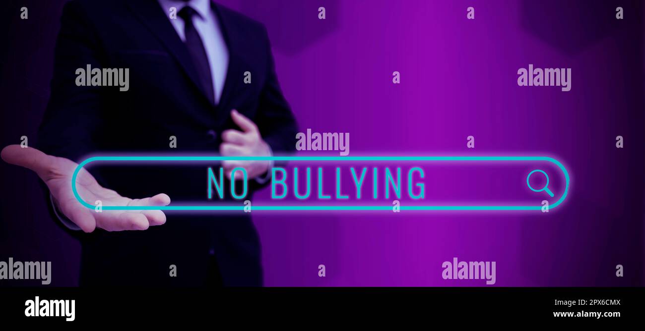 Text sign showing No Bullying, Business overview stop aggressive ...