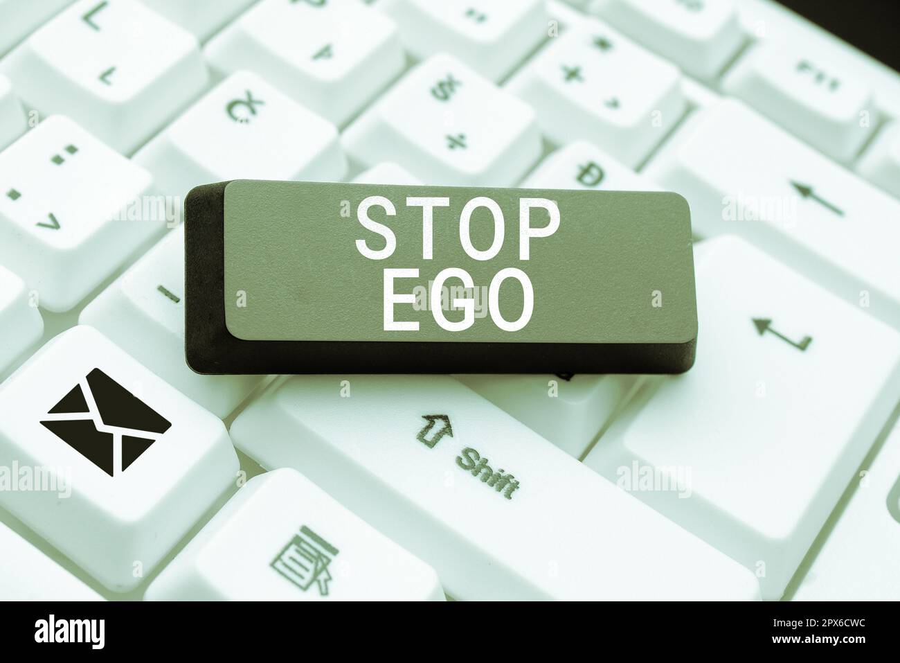 Writing displaying text Stop Ego, Concept meaning Control your ...