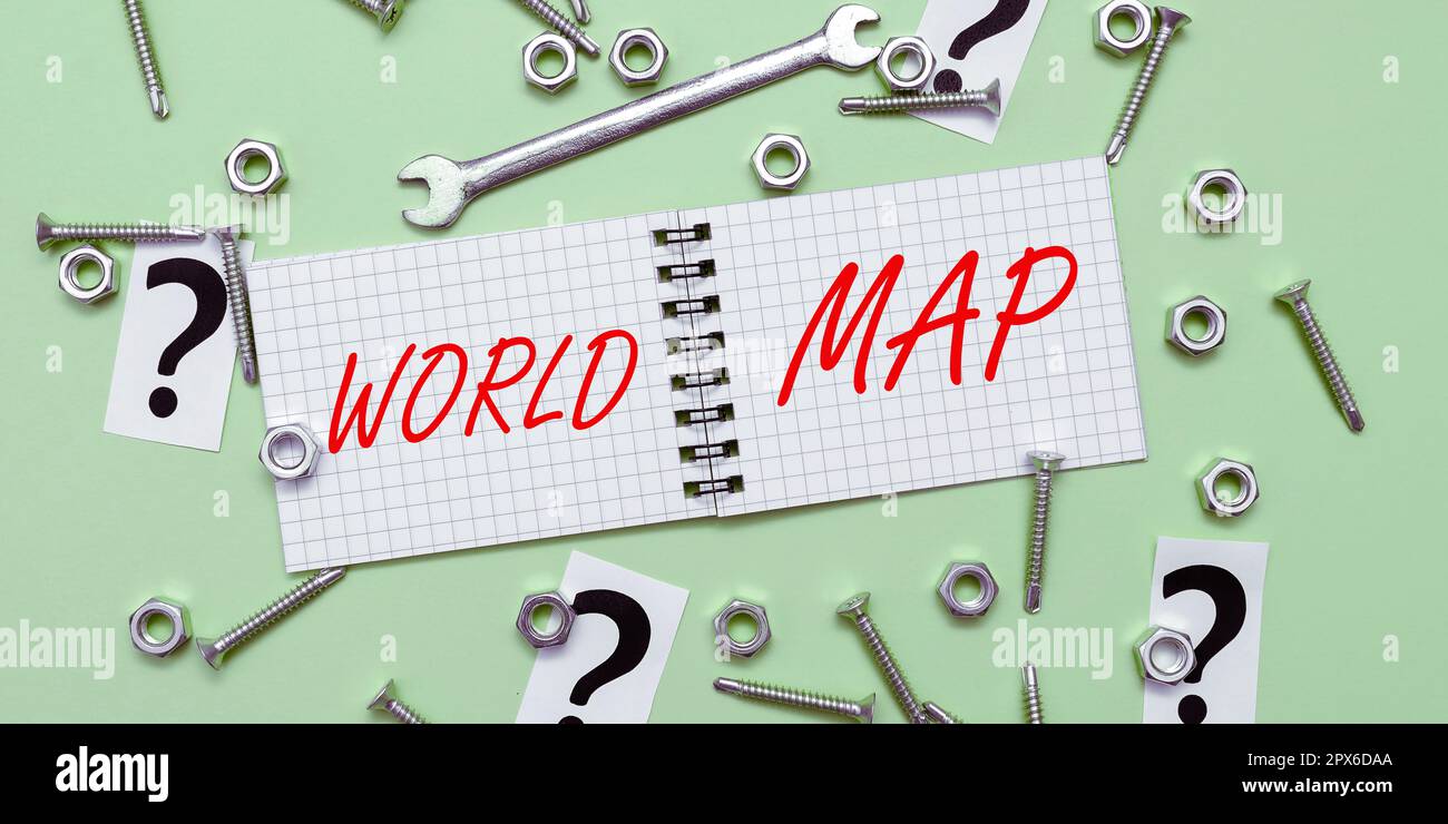 Writing displaying text World Map, Word Written on a diagrammatic ...