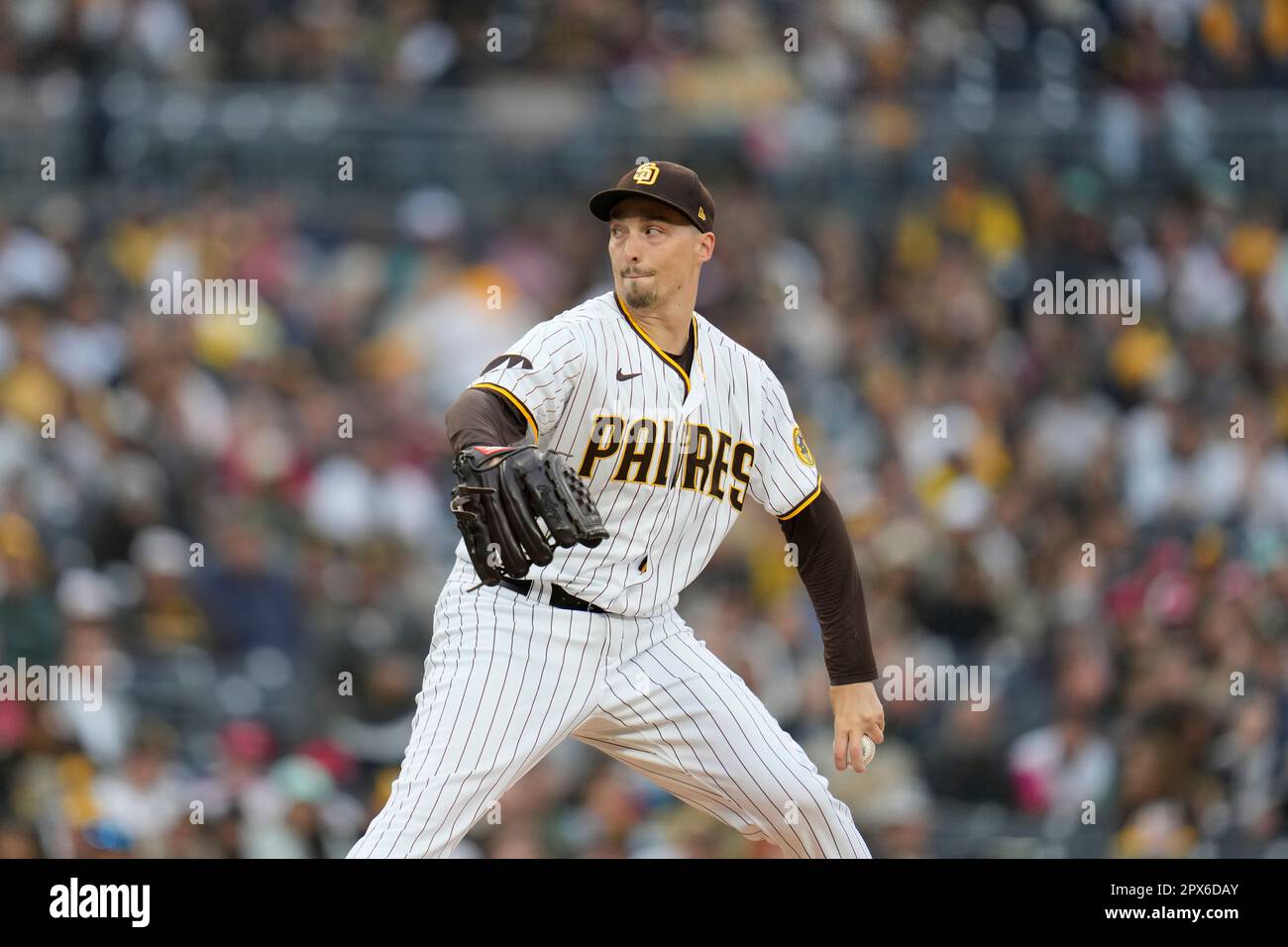 San Diego Padres starting pitcher Blake Snell works against a ...