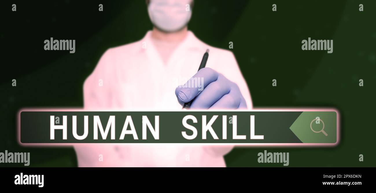 Text caption presenting Human Skill, Word for involve the ability to ...