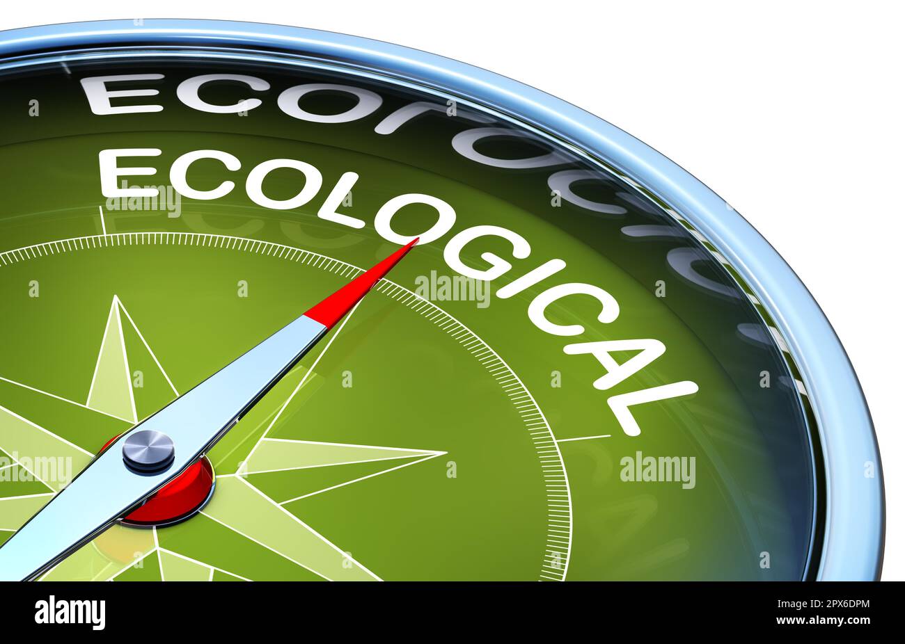 3D rendering of a compass with a ecological icon Stock Photo - Alamy
