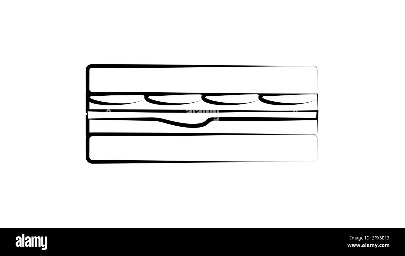 Hand drawn in ink sketch sub sandwich. Vector black and white vintage ...