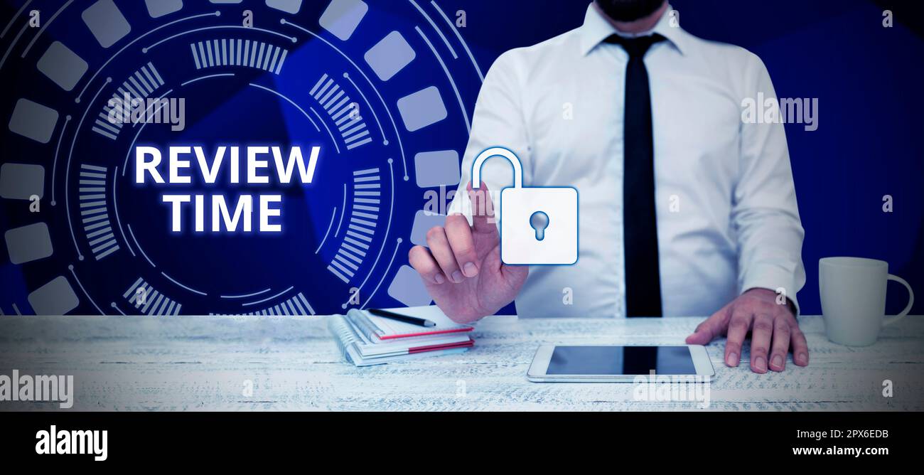 Inspiration showing sign Review Time, Concept meaning situation or ...