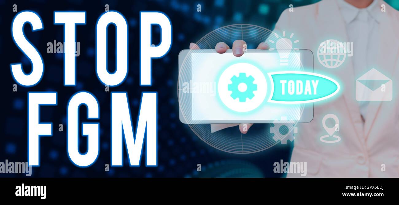 Handwriting text Stop Fgm, Word for Put an end on female genital ...