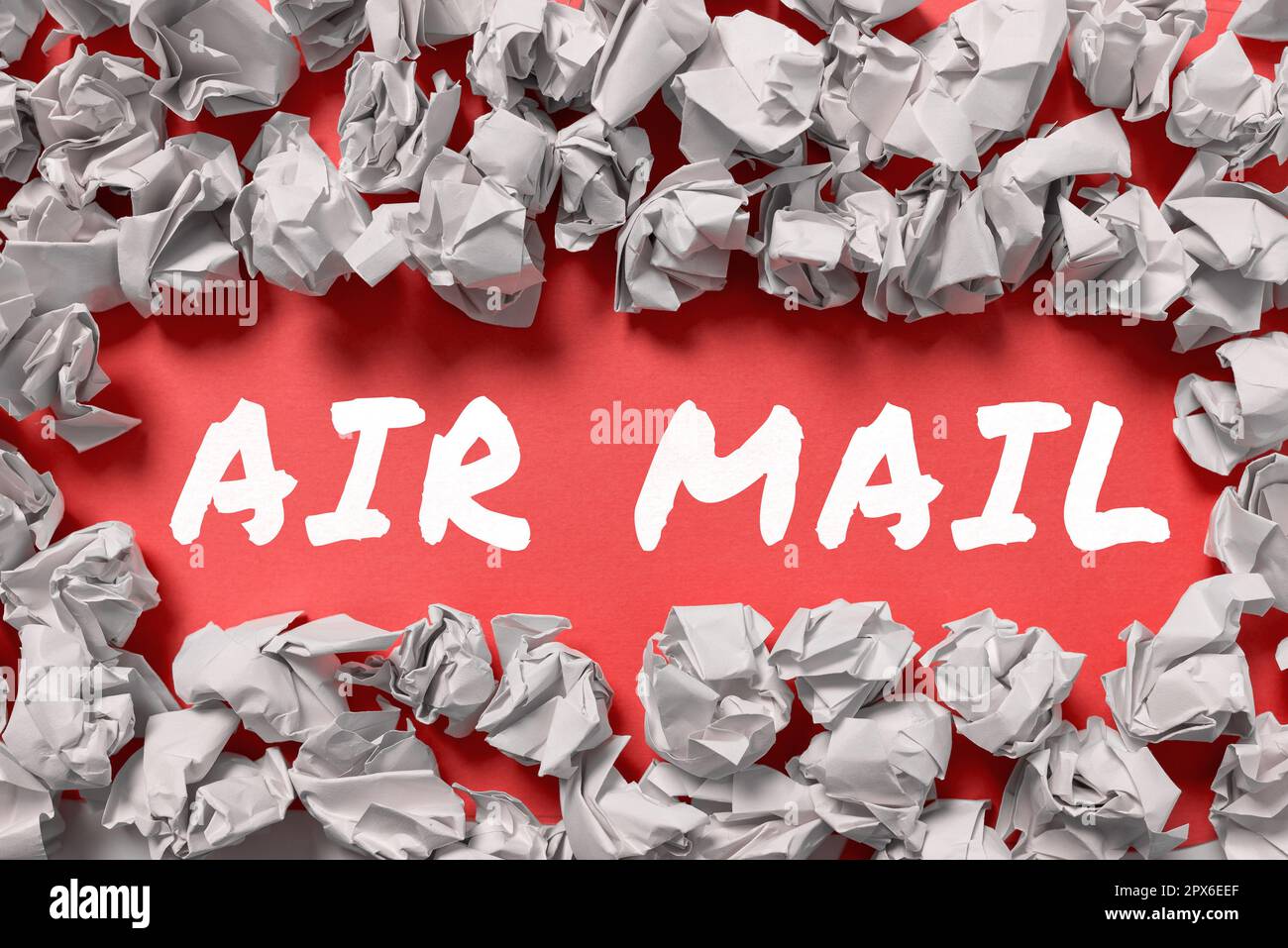 Text caption presenting Air Mail, Business concept the bags of letters ...