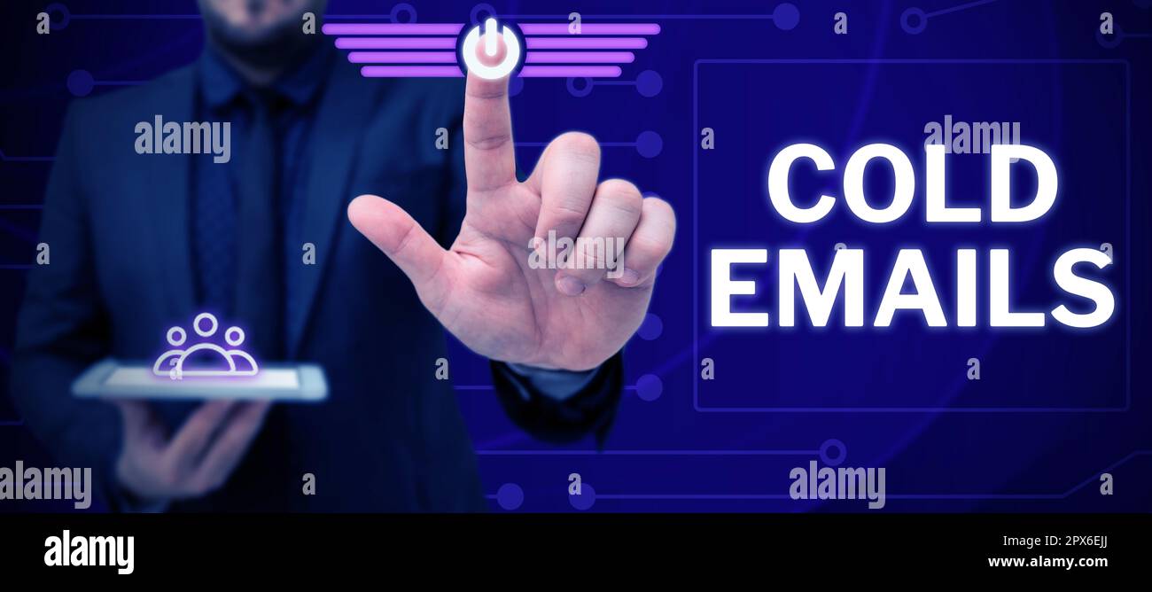 Hand writing sign Cold Emails, Business overview unsolicited email sent ...