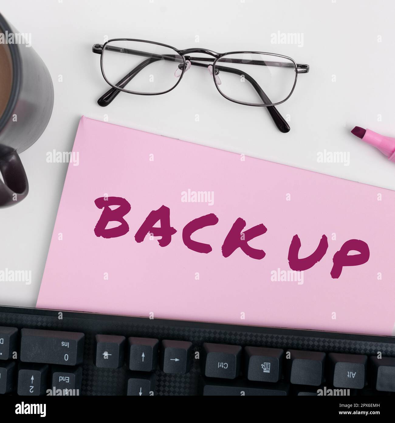 Sign displaying Back Up, Business overview saving important data into internet cloud and restore ...