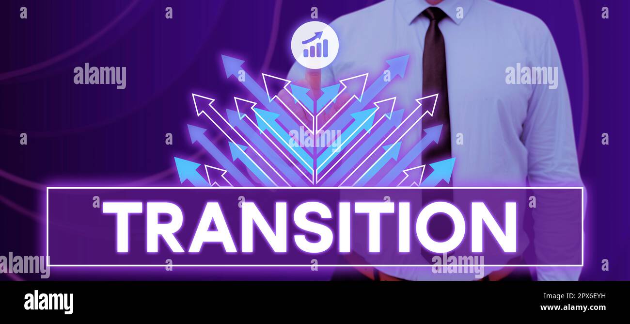 Text caption presenting Transition, Word Written on a dramatic or ...