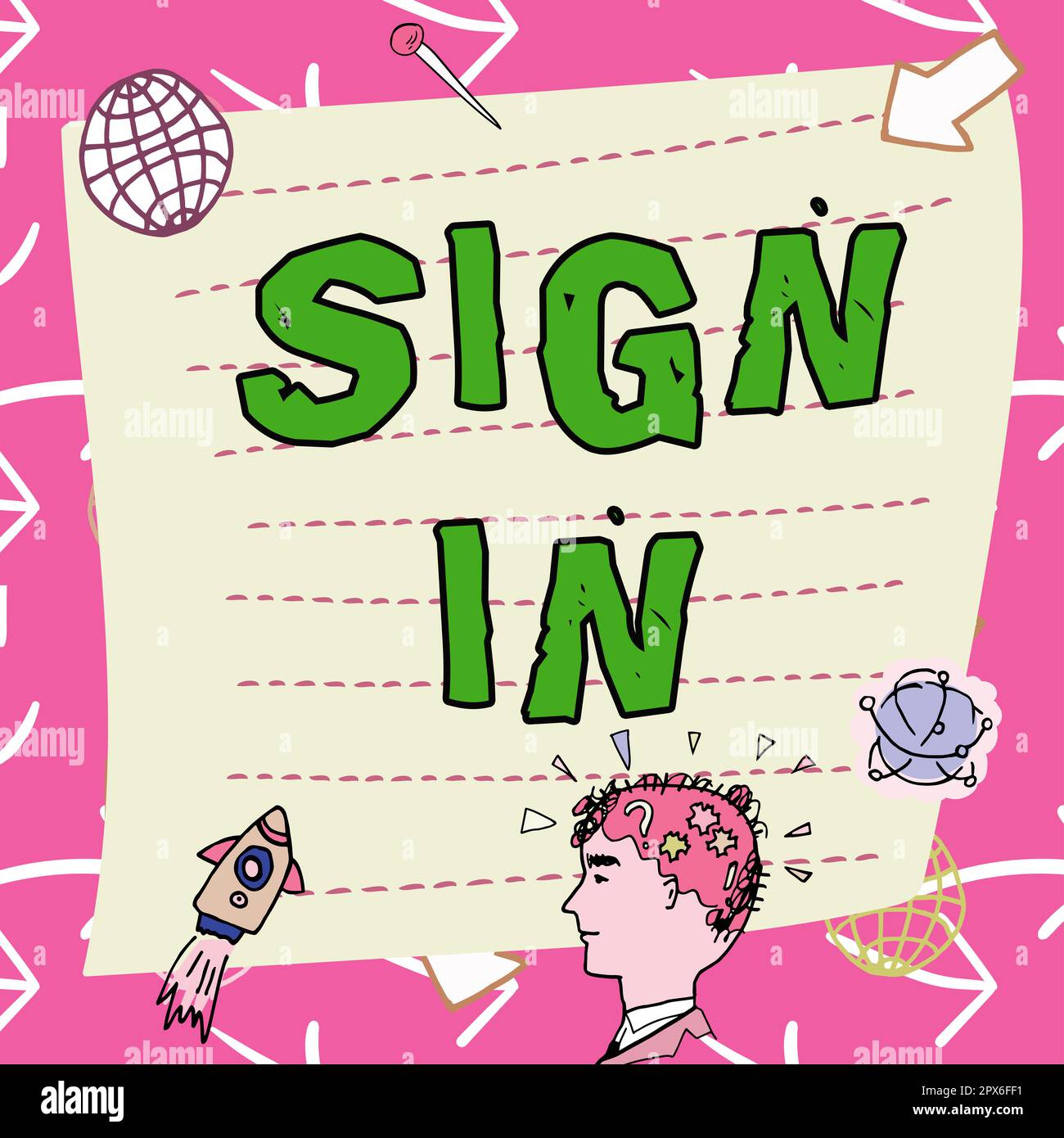 Text showing inspiration Sign In, Word Written on to write your name on ...