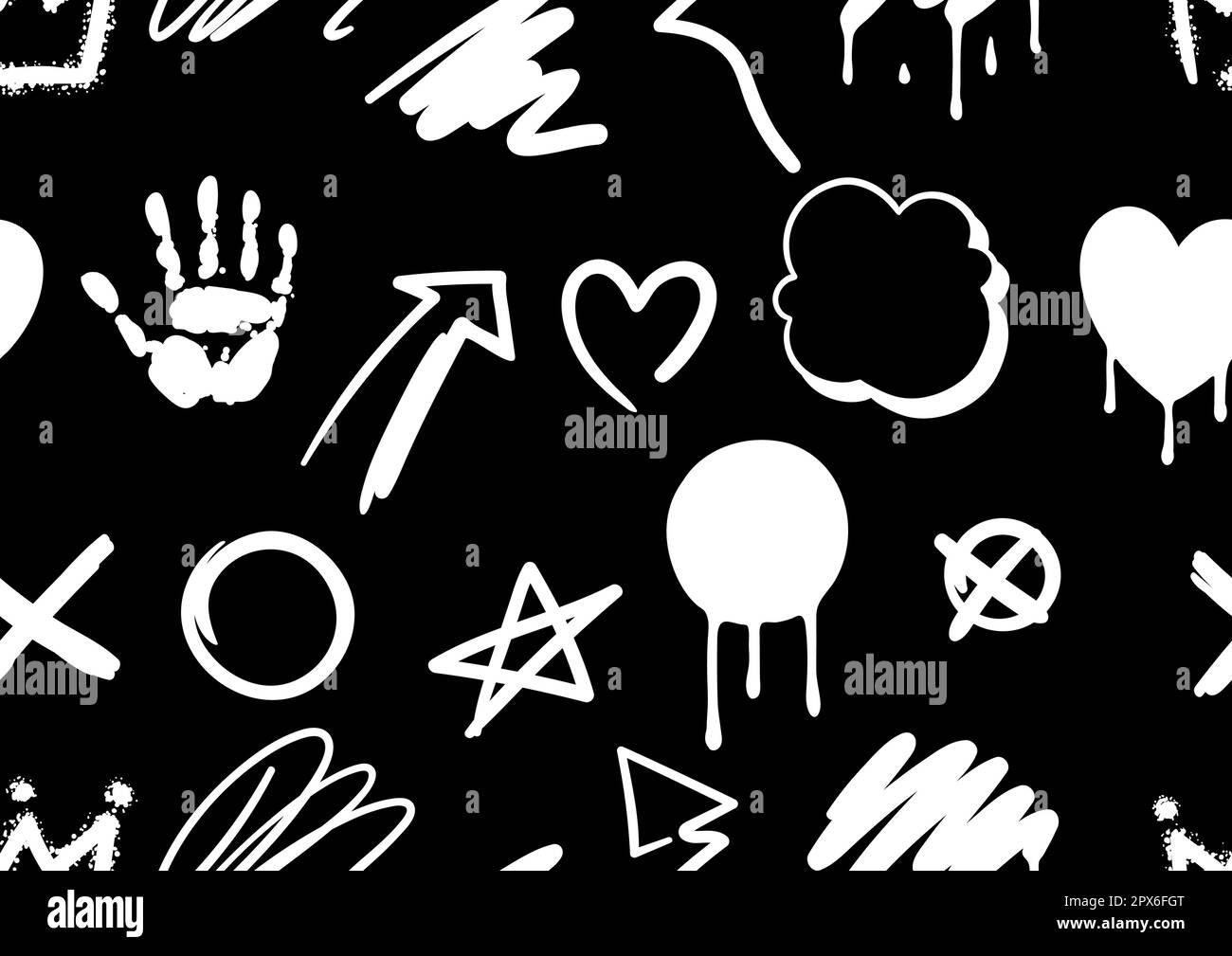 Pattern with graffiti symbols. Cartoon abstract grunge creative image ...