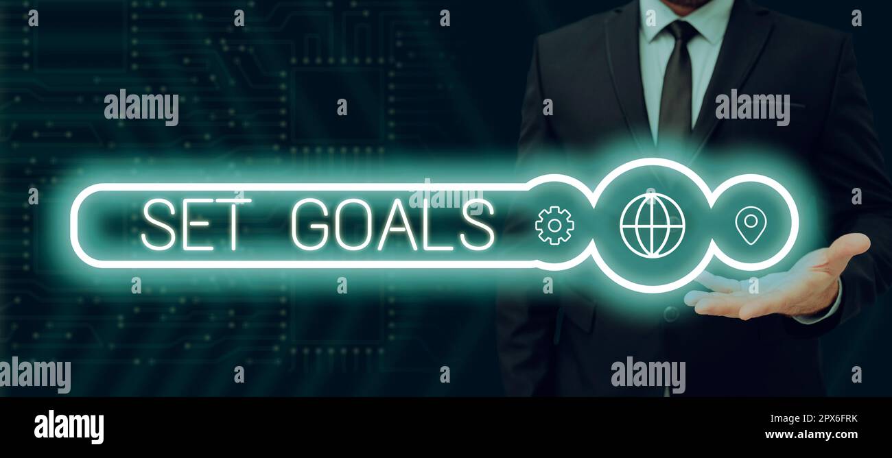 Inspiration showing sign Set Goals, Word Written on Defining or ...