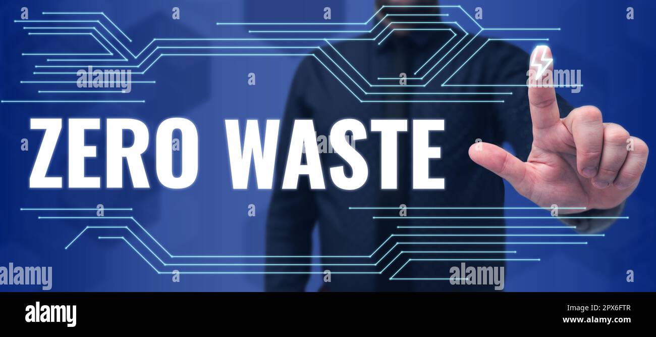 Hand writing sign Zero Waste, Word Written on industrial responsibility includes composting ...