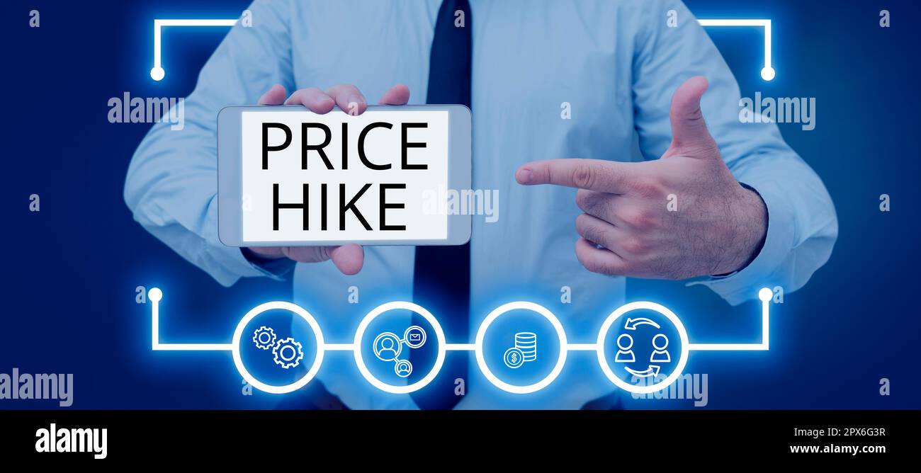 Text caption presenting Price Hike, Word for sum of values that ... Text caption presenting Price Hike, Word for sum of values that ...