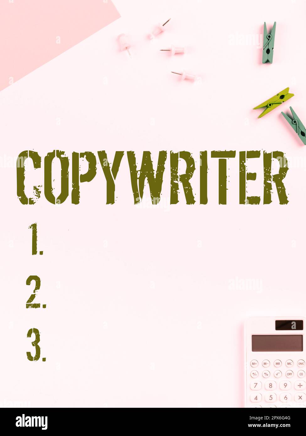 Text caption presenting Copywriter, Business overview writing the text of advertisements or ...