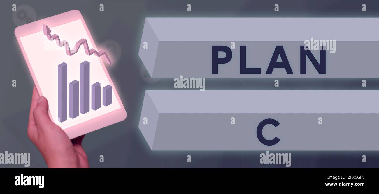 Text sign showing Plan C, Concept meaning ones last Backup strategy ...